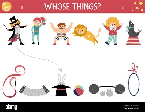 Circus Matching Activity With Cute Characters Amusement Show Puzzle