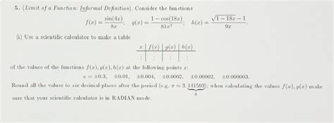 Solved 5 Limit Of A Function Informal Definition