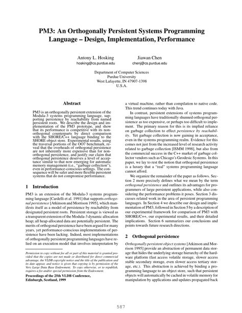 Pdf Pm3 An Orthogonally Persistent Systems Programming Language
