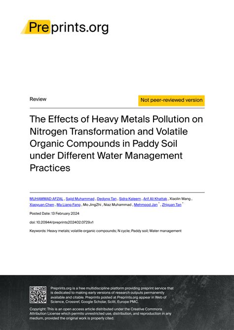 Pdf The Effects Of Heavy Metals Pollution On Nitrogen Transformation