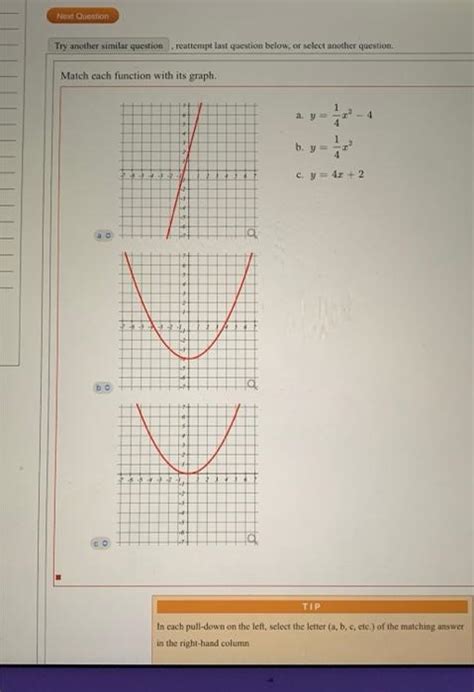 solved match each function with its graph a y 41x2−4 b