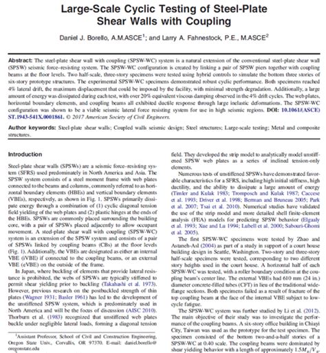 Steel Plate Shear Wall With Coupling Under Cyclic Loading Hysteresis