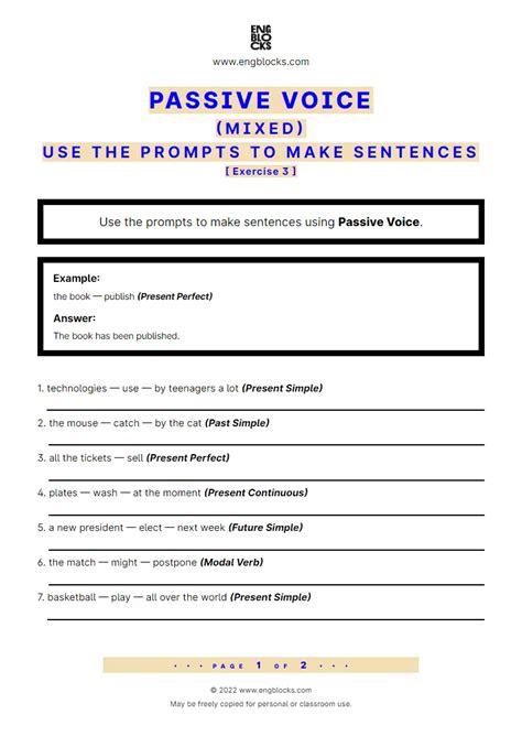Passive Voice — Mixed — Use The Prompts To Make Sentences — Exercise 3