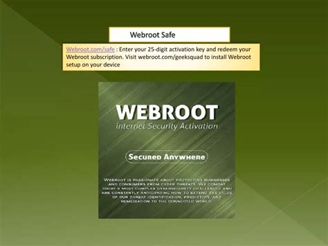 PPT Webroot Safe Install And Activate Webroot Webroot Com Safe PowerPoint Presentation