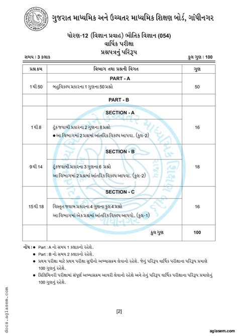 Gseb Class 12 Physics Sample Paper 2023 Pdf Download Gujarat Board
