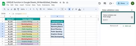 Unique Function In Google Sheets Definition How To Use