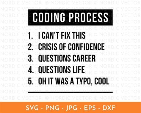 Funny Programmer Svg Coding Process Steps Svg Programming Svg Png