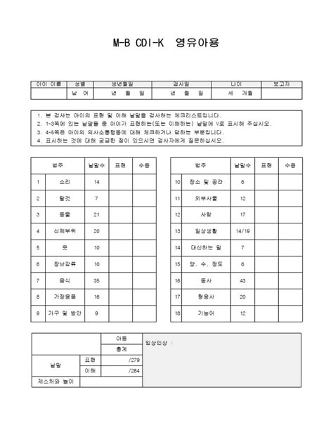 m-b-cdi-k 영유아용 | PDF