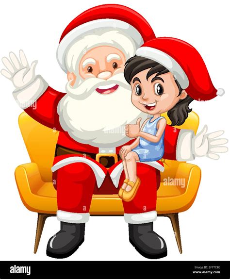 Girl Sitting On Santa Lap Stock Vector Images Alamy