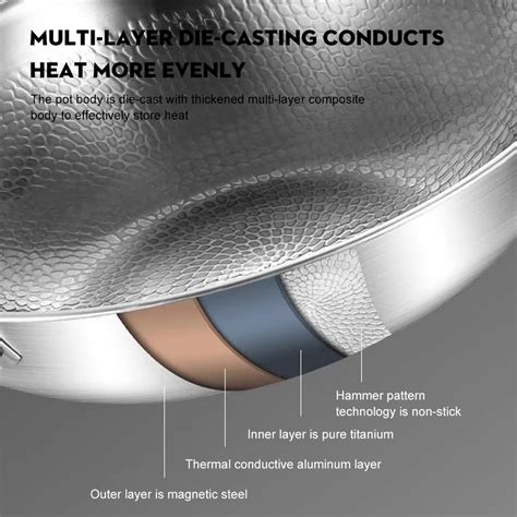 German Pure Titanium Wok Uncoated Scale Hammer Pattern Titanium Wok Titanium Alloy Frying Pan