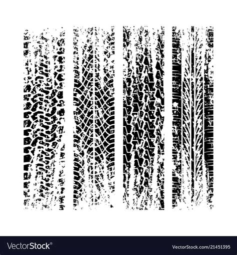 Grunge Tire Tracks Set Royalty Free Vector Image