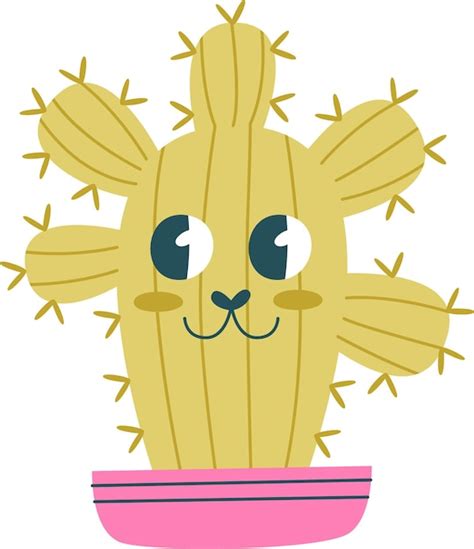 Premium Vector Cat Cactus Character In Pot