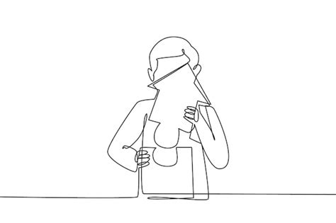Premium Vector Continuous One Line Drawing Of Young Handsome Male