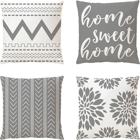 Niulaa Cushion Covers 50cm X 50cm Set Of 4 Grey Cushion Covers 20x20