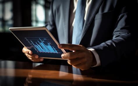 Premium Photo Businessman Using Tablet And Laptop Analyzing Sales