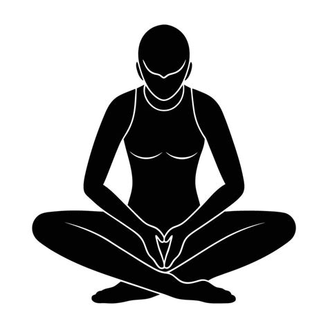 Agraciado Yoga Tramo Con Manos En Rodillas Silueta Arte En Blanco