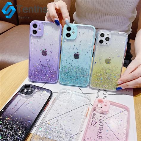 เคสโทรศัพท์ซิลิโคนใส แบบนิ่ม ประดับเลื่อม ไล่โทนสี กันกระแทก สําหรับ