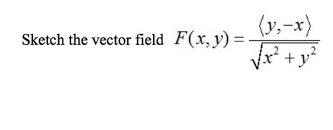 Solved Sketch The Vector Field F X Y Y X Squareroot Chegg Com