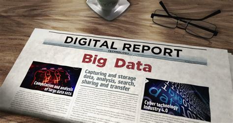 big data analysis technology newspaper on table stock video video of