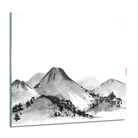 ArtprintCave Góry rysunek azja Obraz na szkle ścienny 60x60 cm ArtPrintCave Sklep EMPIK