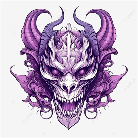 Purple Dragon Skull Ornament Tattoo Dragon Skull Tattoo Png