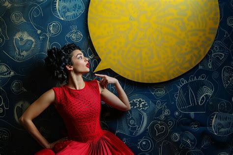 Woman Holding Empty Callout Sign Cute Girl With Empty Speech Bubble