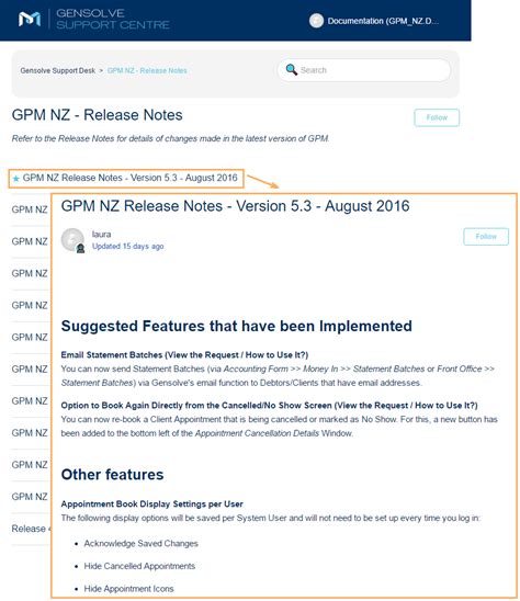Gpm Nz Support Centre Accessing Gpm Release Notes