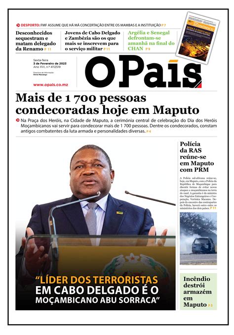 Capa do jornal diário O País A verdade como notícia