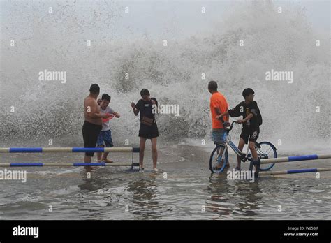 Local Residents View Huge Wave Caused By Typhoon Yagi The 14th Typhoon