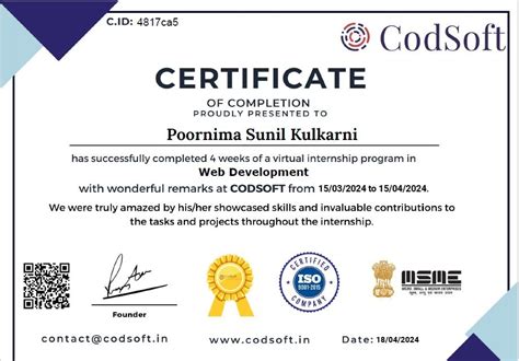 Codsoft Internship Webdevelopment Poornima Kulkarni