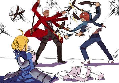 Artoria Pendragon Saber Emiya Shirou And Archer Fate And 1 More