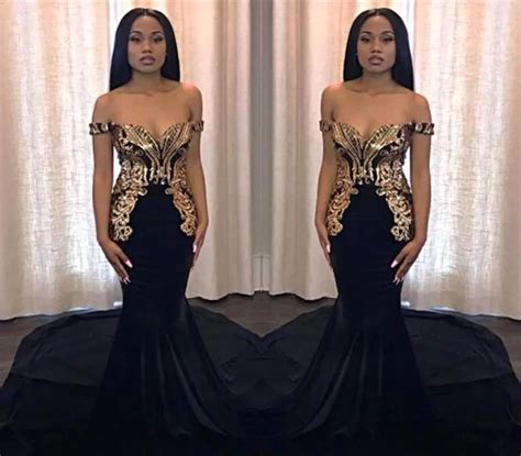 Off Shoulder Mermaid Black Mermaid Prom Dress For South African Black