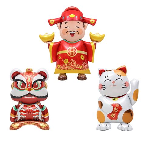 ยืน 2025 ซินนี่ งูปีสิงโตเต้นรําเทพเจ้าแห่งความมั่งคั่งบอลลูนแมวนําโชคตกแต่งปีใหม่บอลลูนน่ารัก