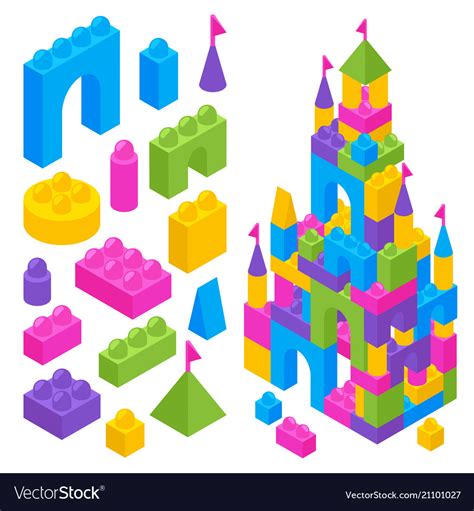 Toy Constructor Isometric Blocks Royalty Free Vector Image