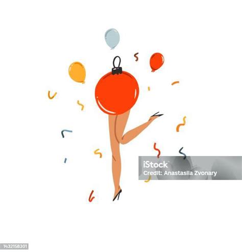 손으로 그린 벡터 추상 그래픽 메리 크리스마스와 행복한 여성 축하 Xmas의 새해 복 많이 받으세요 축하 사람들 카드 세트 메리