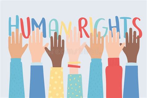 Human Rights Raised Hands Together Community Stock Vector