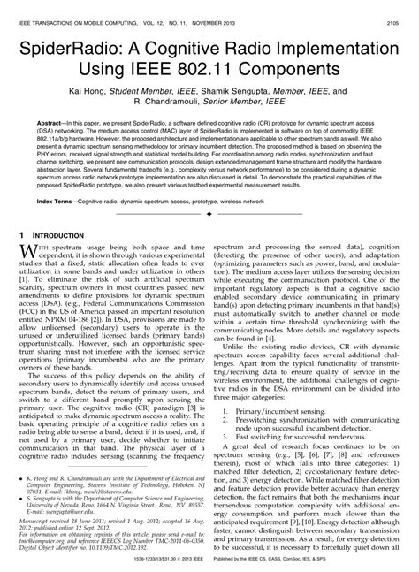 Pdf Spiderradio A Cognitive Radio Implementation Using Ieee 802 11 Components