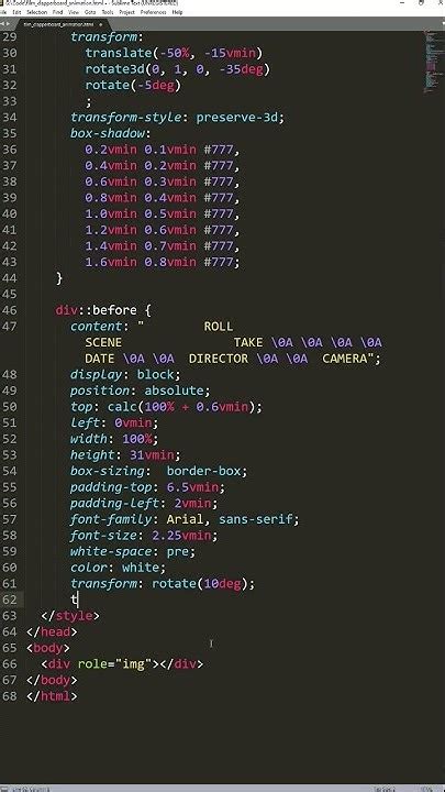 Film Clipperboard Animation In Html Css Shorts Coding Html Asmr