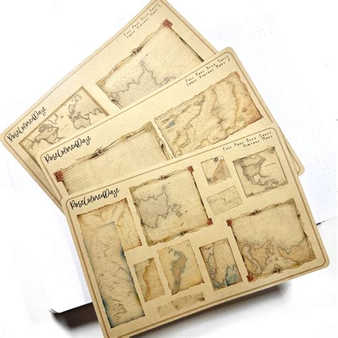 Craft Paper Sticker Sheets Vintage Maps Rose Colored Daze