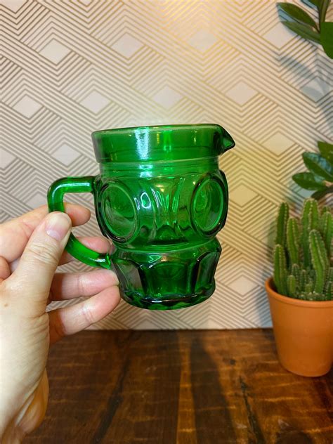 Vintage Wheaton Glass Emerald Green Bullseye Pattern Vintage Etsy