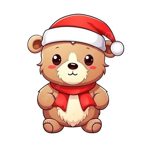 산타클로스 모자를 쓴 크리스마스 곰 만화 캐릭터 귀여운 곰 곰 만화 귀여운 만화 Png 일러스트 및 이미지 에 대한 무료