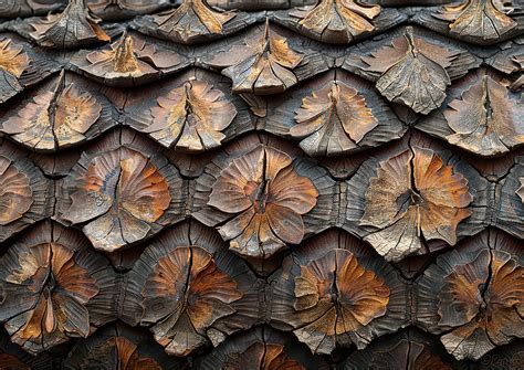 Textured Wooden Surface Resembling Overlapping Leaves Showcasing An