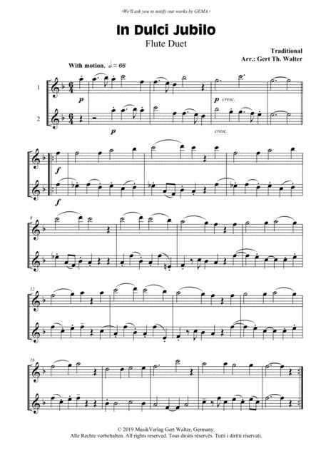 In Dulci Jubilo Arr Gert Th Walter By Traditional Sheet Music For