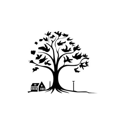 Silueta Sencilla Del Logotipo De La Casa Del árbol Vector Premium