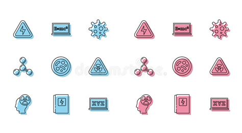 Set Line Head And Radiation Symbol Electrical Panel High Voltage Xyz Coordinate System