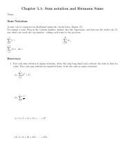 A Sum Notation And More Riemann Sums Pdf Chapter Sum Notation And Riemann Sums Name