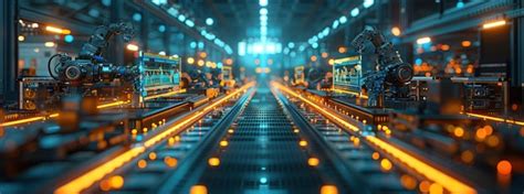Futuristic Factory With Robotic Arms Premium Ai Generated Image