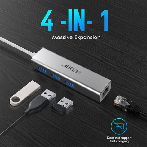 Edup Ep 9801 Usb 30 Hub Usb 30 Zu Rj45 Adapter M Vicedeal