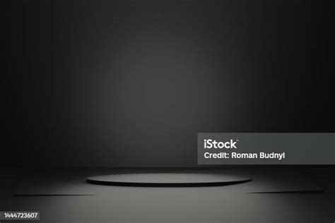 광고 제품을 위한 미니멀리즘 스타일의 검은색 플랫폼 연단 어두운 배경 3d 렌더링의 장면 0명에 대한 스톡 사진 및 기타 이미지 0명 3차원 형태 가정의 방 Istock