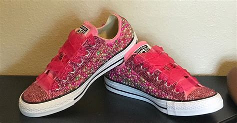 Pink And Green Bling Converse Pink And Green Converse Bling Etsy